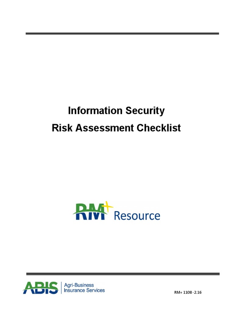 Information Security Risk Assessment Checklist | PDF | Computer ...