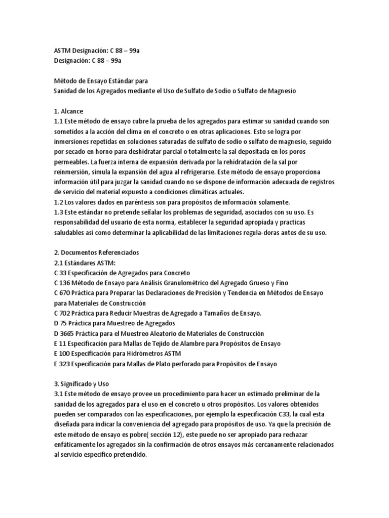 ASTM Designación c88 | PDF | sal | Evaporación