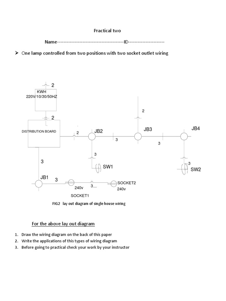 Practical Two Name - ID - One Lamp Controlled From Two Positions With Two Socket Outlet Wiring | PDF