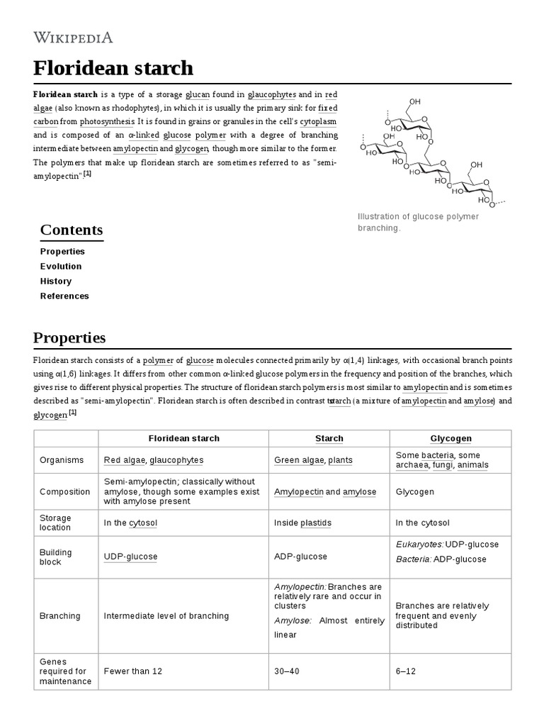 Floridean Starch | PDF | Organisms | Biology