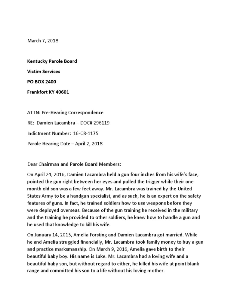 Parole Board Letter | PDF | Crime & Violence | Crime Thriller