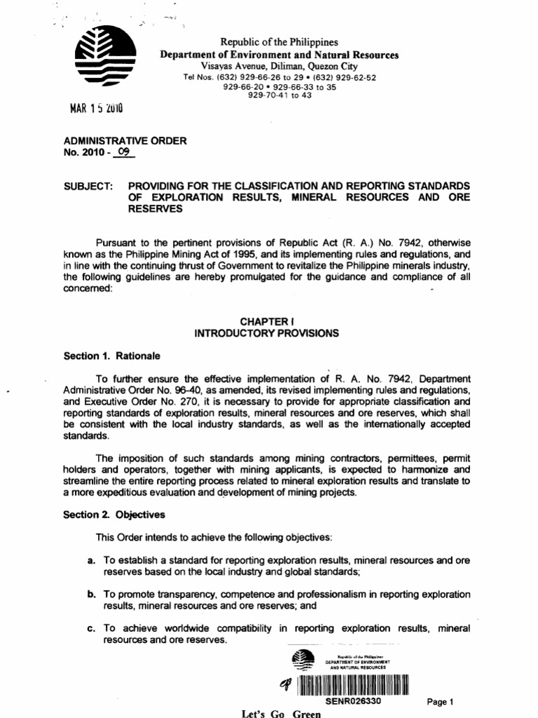 DAO 2010-09 - Providing For The Classification and Reporting Standards ...