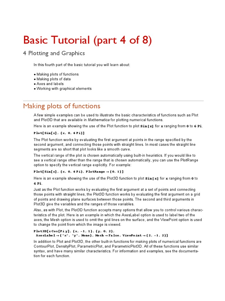 Basic Tutorial (Part 4 of 8) : Making Plots of Functions | PDF | Parameter (Computer Programming ...