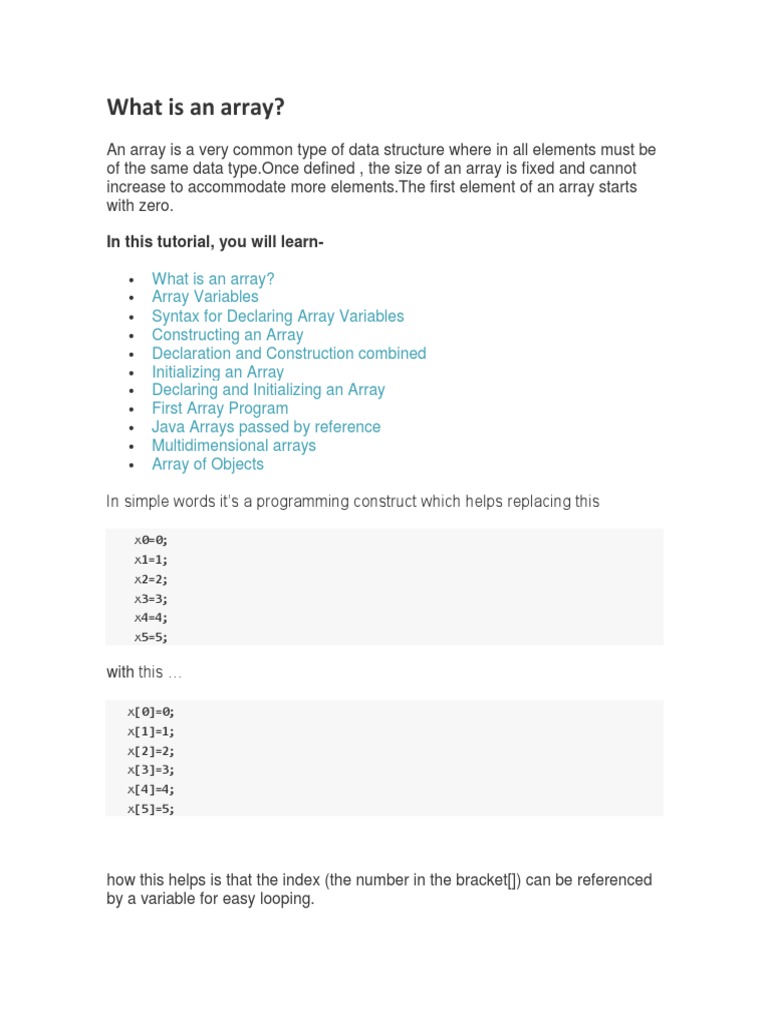 What Is An Array?: in This Tutorial, You Will Learn | PDF | Array Data ...