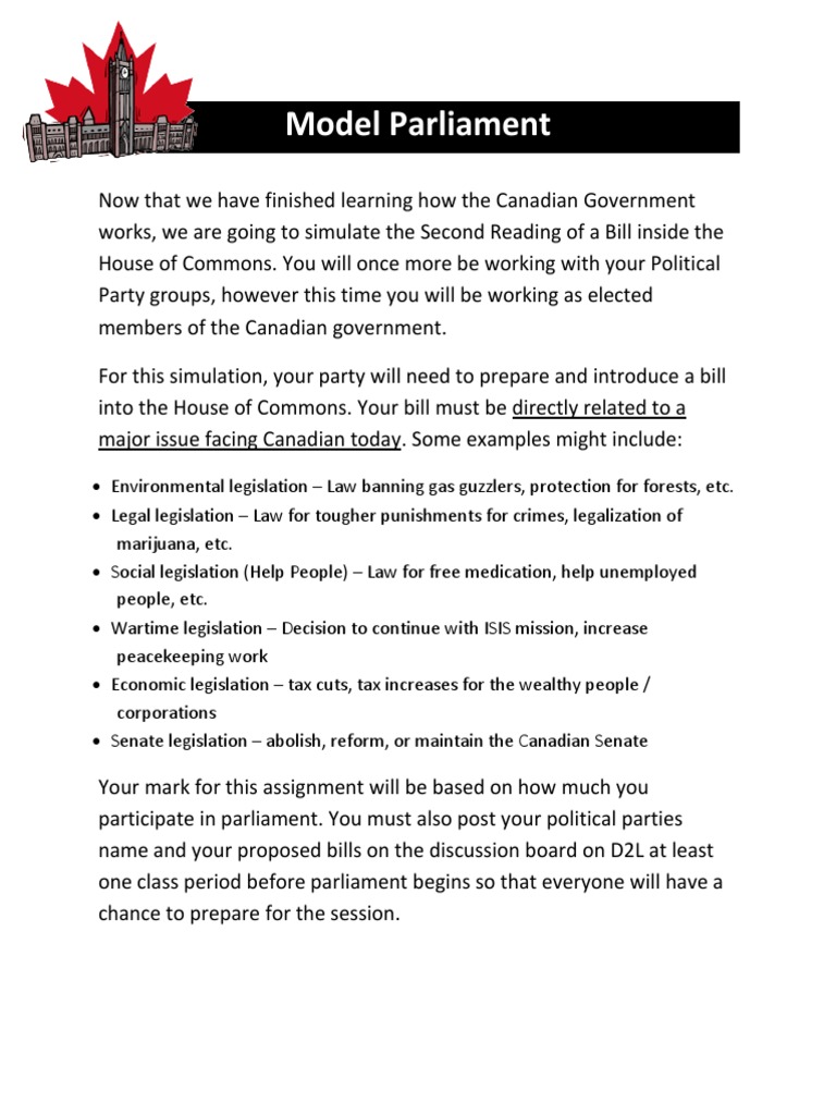 Model Parliament Assignment | PDF