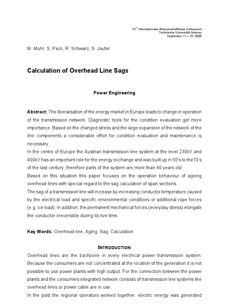 Calculation of Sag | PDF | Electric Power Transmission | Electrical ...