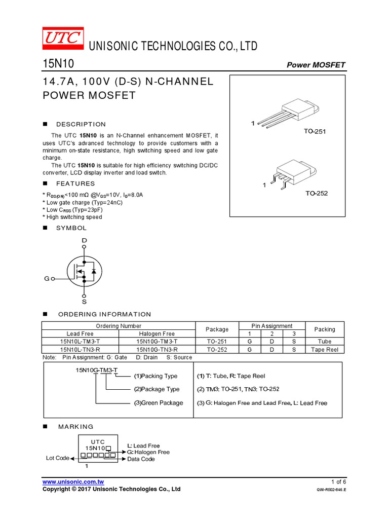 15N10 | Field Effect Transistor | Mosfet