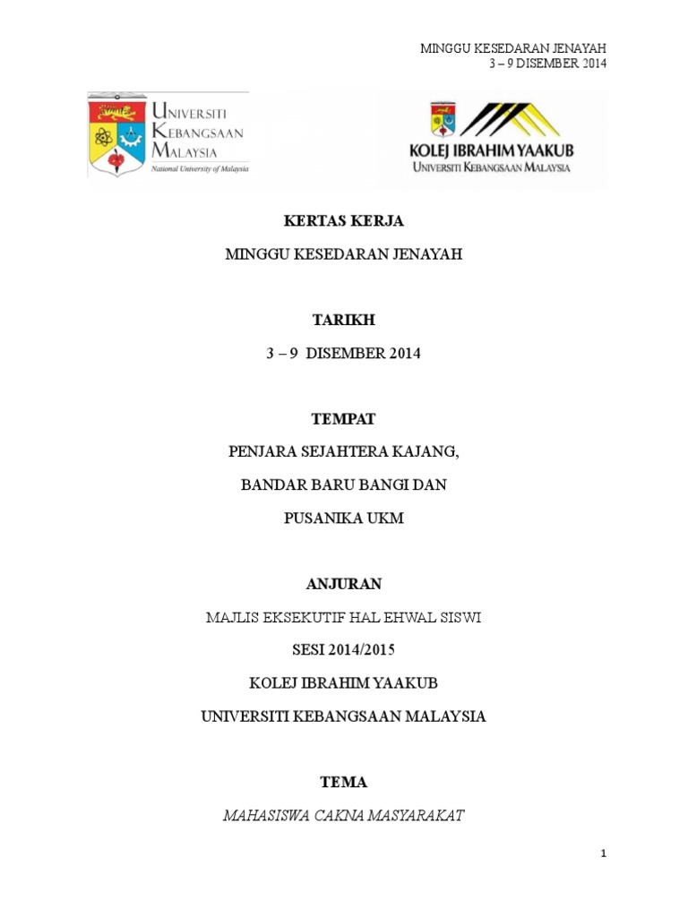 Kertas Kerja Program Kesedaran Jenayah | PDF