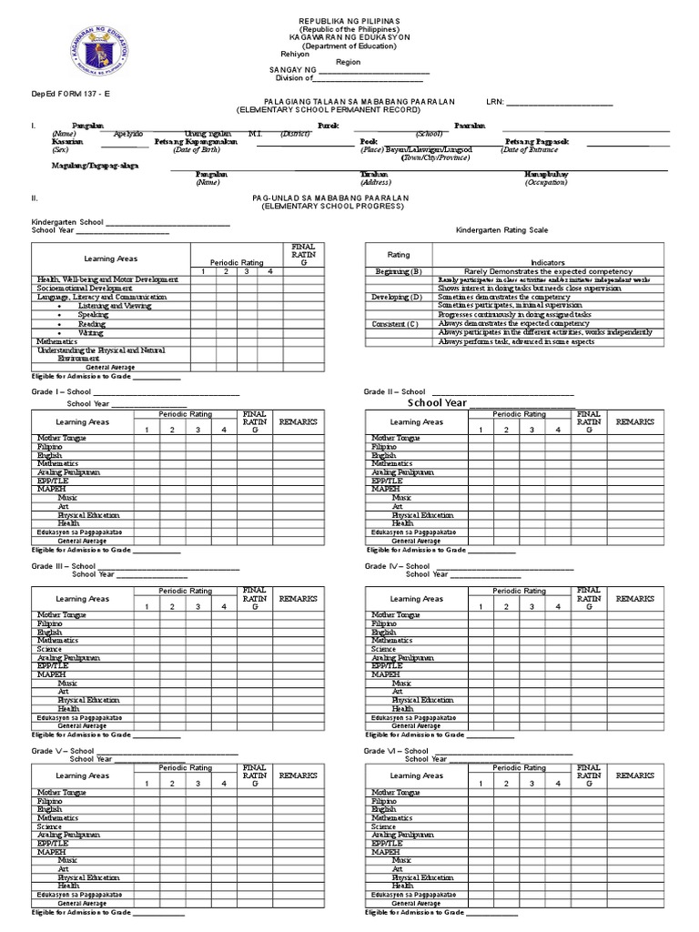 Form 137 With K | PDF | Value (Ethics) | Primary Education
