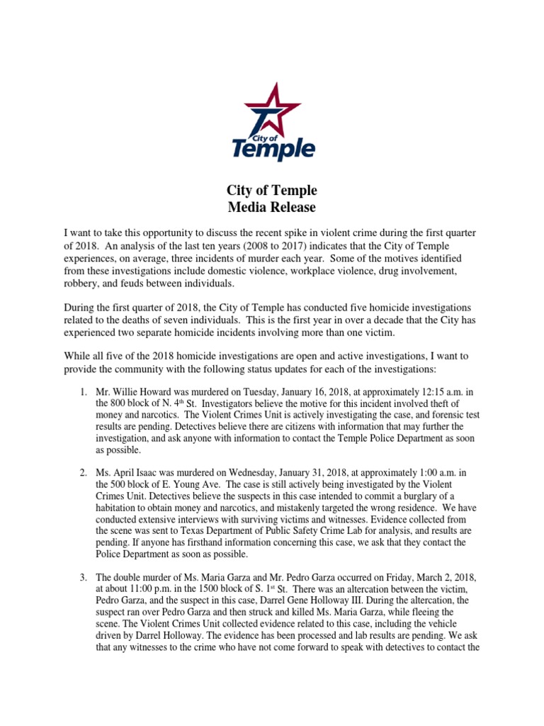 Temple Police Chief Floyd Mitchell Addresses Spike in Violent Crime ...