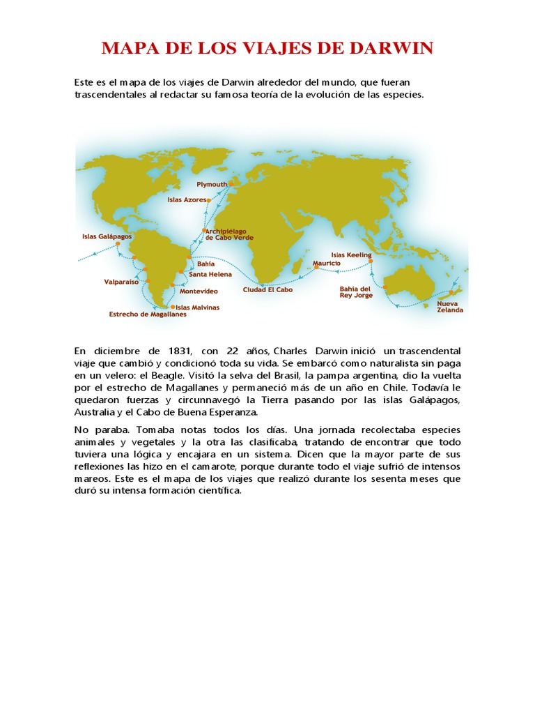 Mapa de Los Viajes de Darwin | PDF