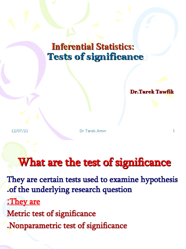 Inferential Statistics: Tests of Significance | PDF | Student's T Test ...