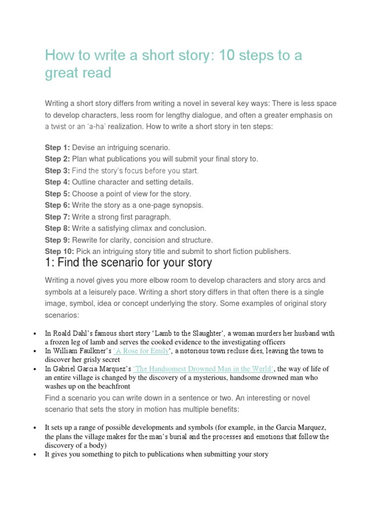 How to write a short story: 10 steps to a great read: 1: Find the ...
