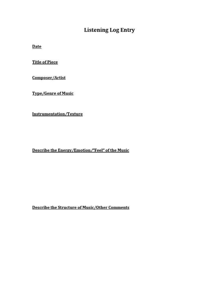 Listening Log | PDF