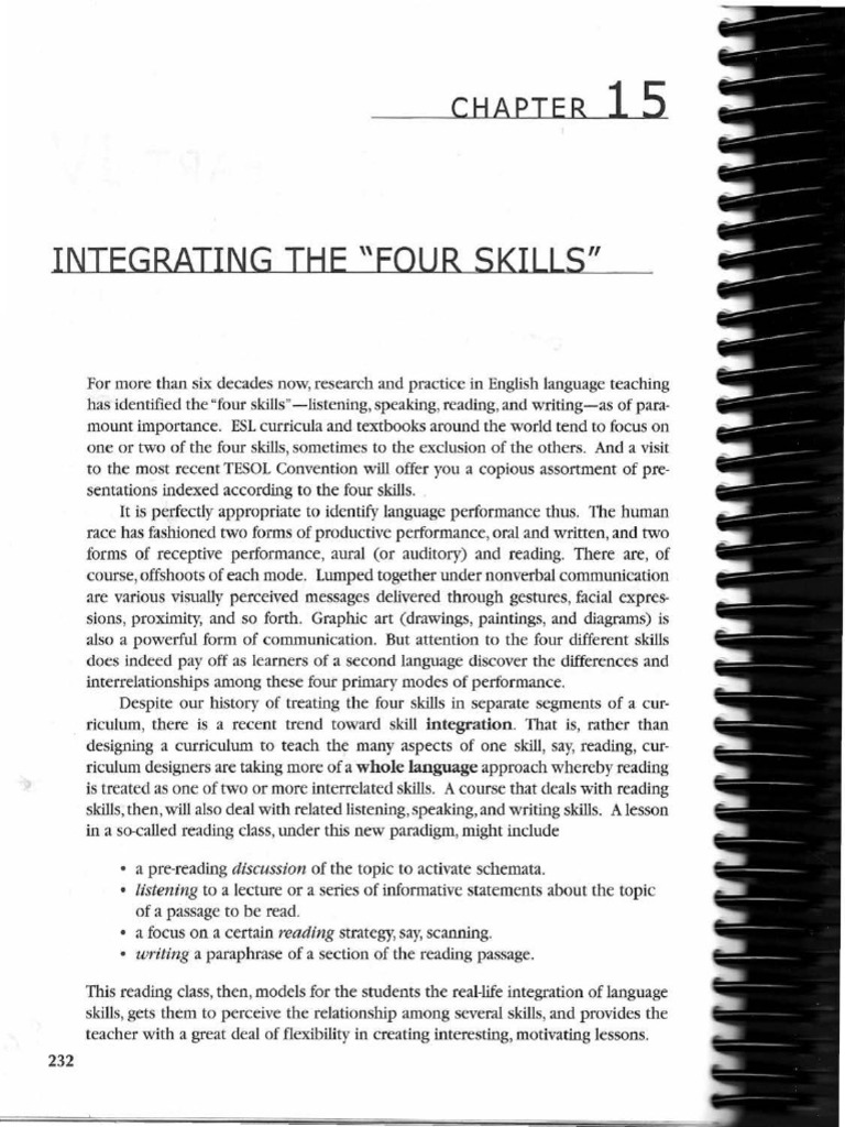 Brown - Ch. 15 - Integrating The Four Skills | PDF | Teachers | Curriculum