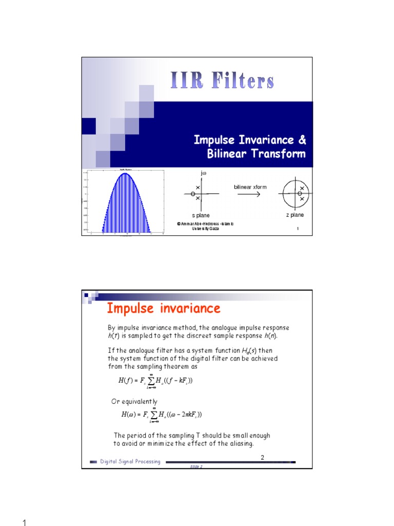 Impulse Invariance and Bilinear | PDF | Digital Signal Processing ...