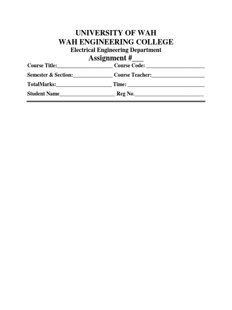 University of Wah Wah Engineering College Assignment # | PDF
