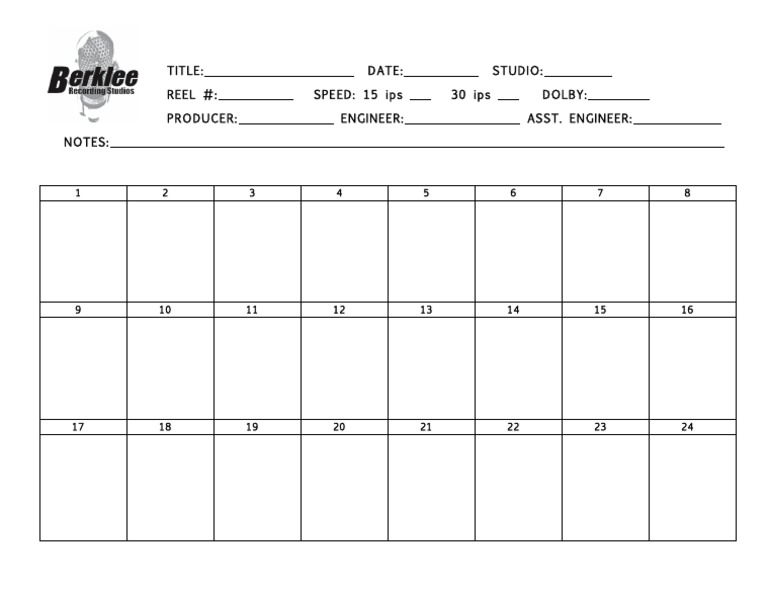 24 Track Sheet | PDF