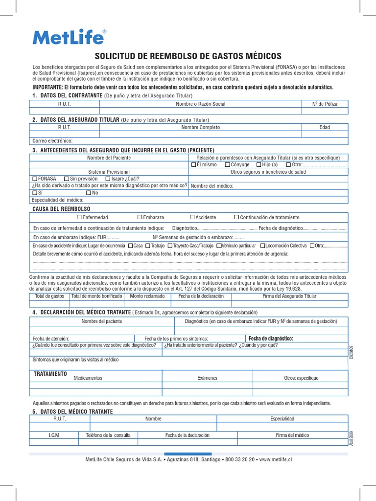 Formulario Seg. Comlementario MetLife | PDF | Seguro | Farmacia