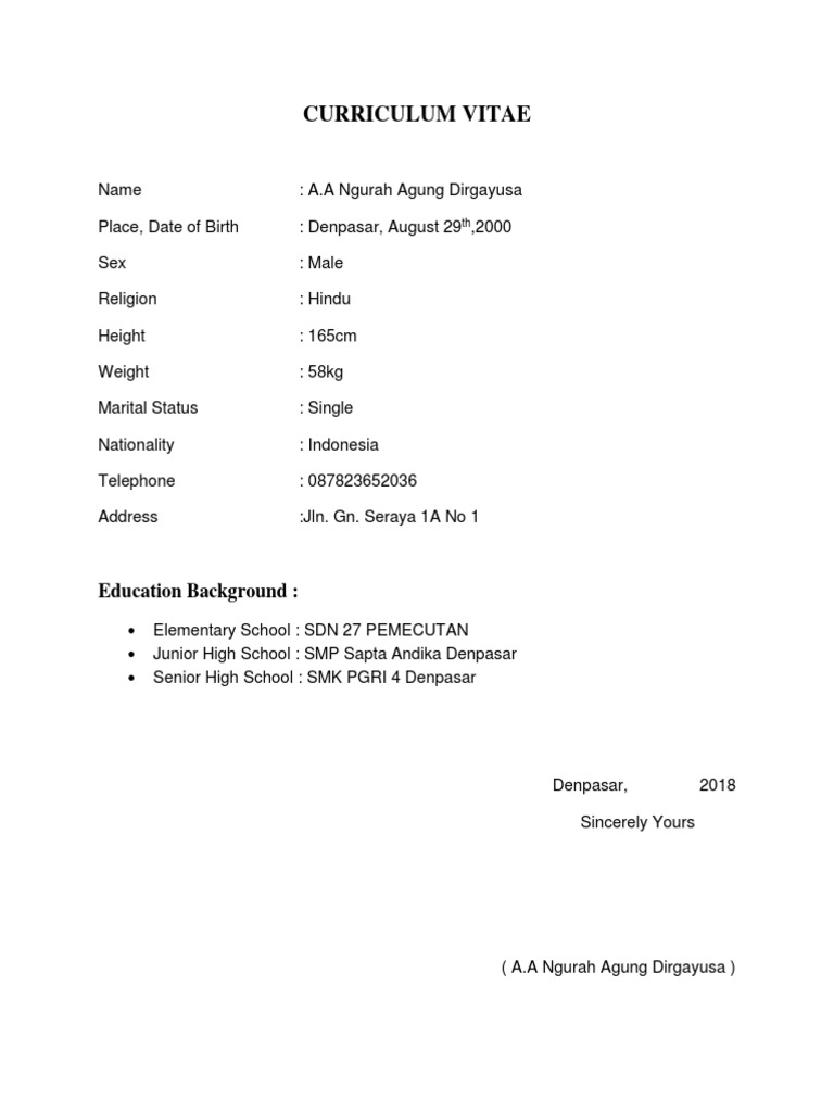 Curriculum Vitae: Education Background | PDF