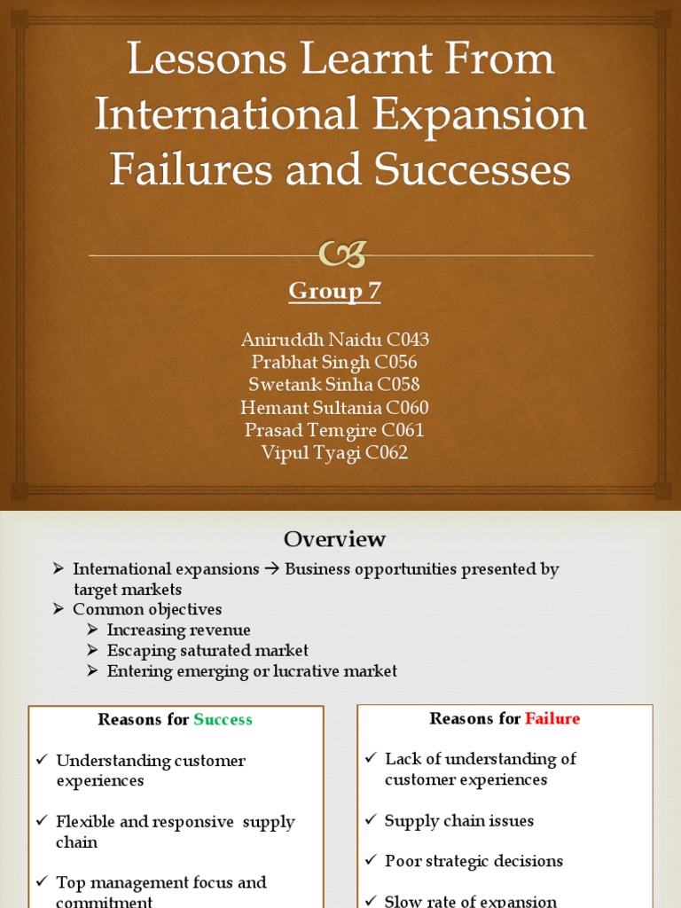Lessons Learnt From International Expansion Failures and Successes ...