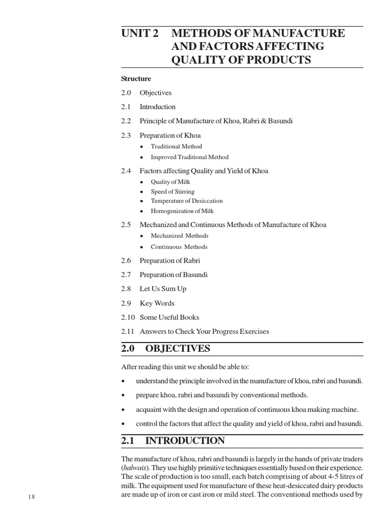 Methods of Manufacture and Factors Affecting Quality of Products ...
