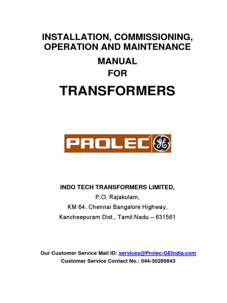 Transformer Installation and Maintenance Manual | PDF | Transformer ...
