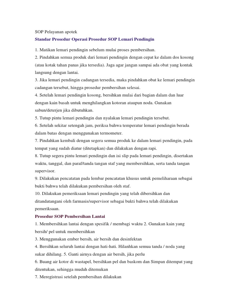 Sop Pelayanan Apotek Pdf