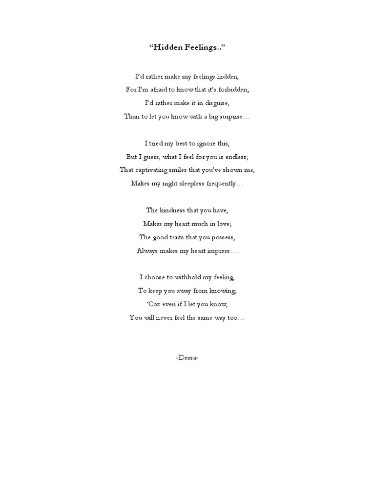 Hidden Feelings of Unrequited Love | PDF | Poetry