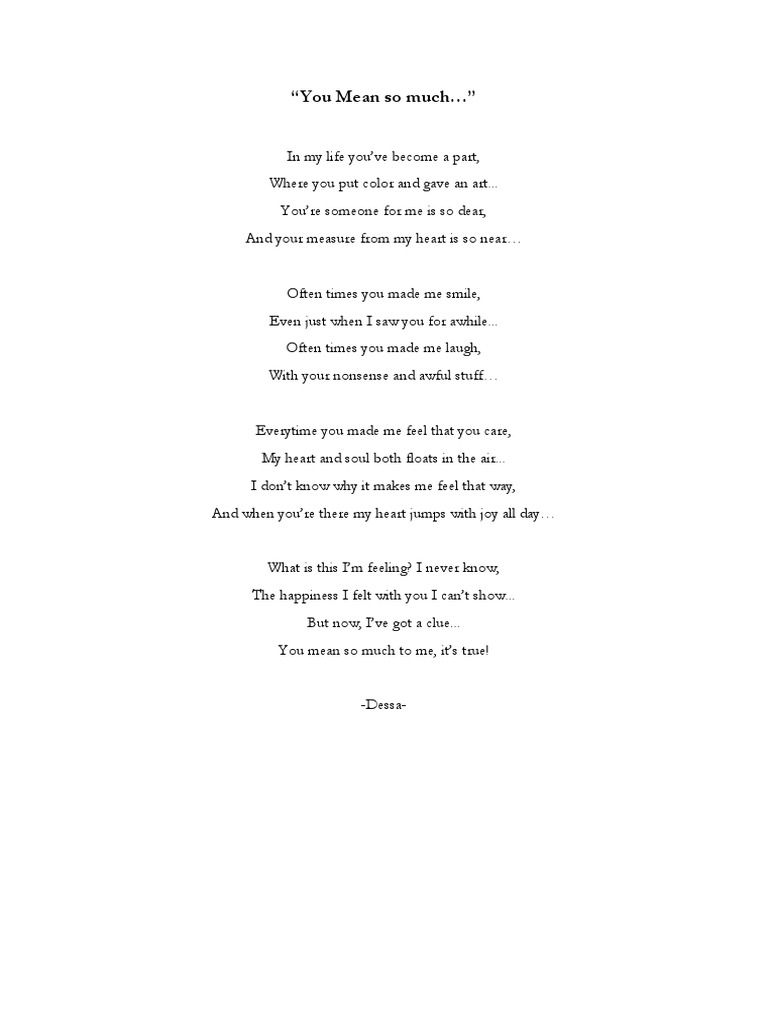 You Mean So Much | PDF