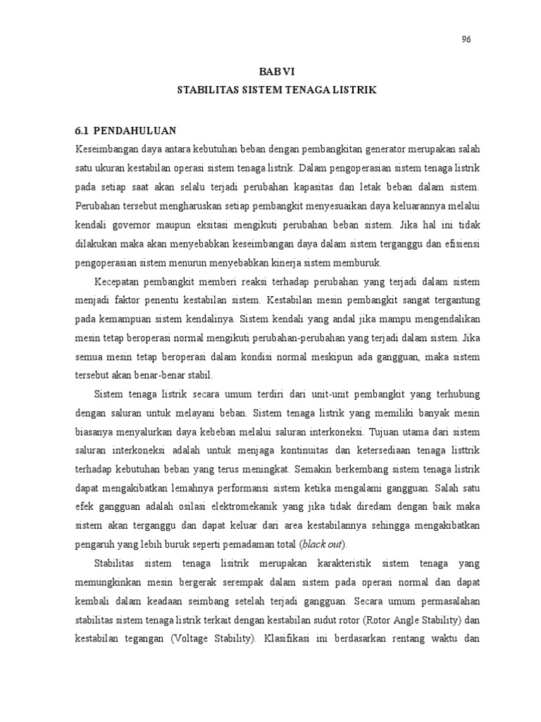 Stabilitas Sistem Tenaga Listrik | PDF