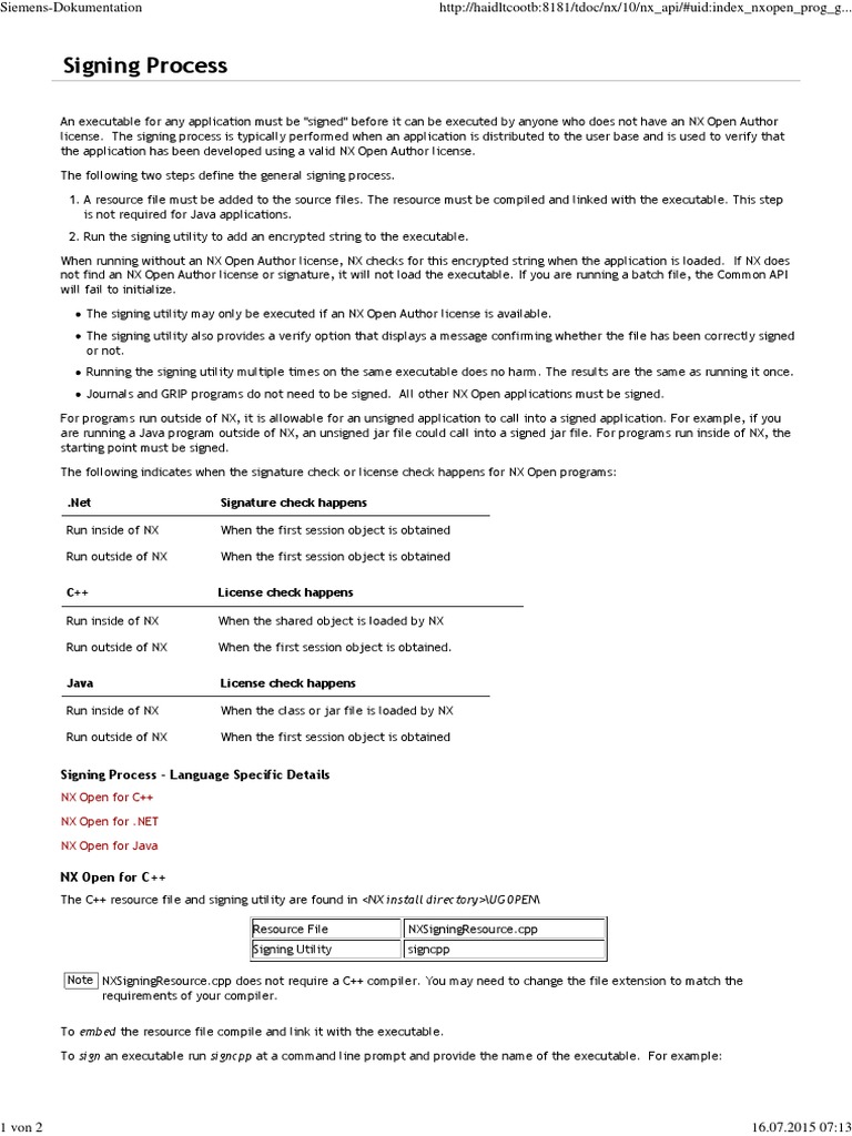 NXOpen - Signing Process | PDF | Java (Programming Language) | Library (Computing)