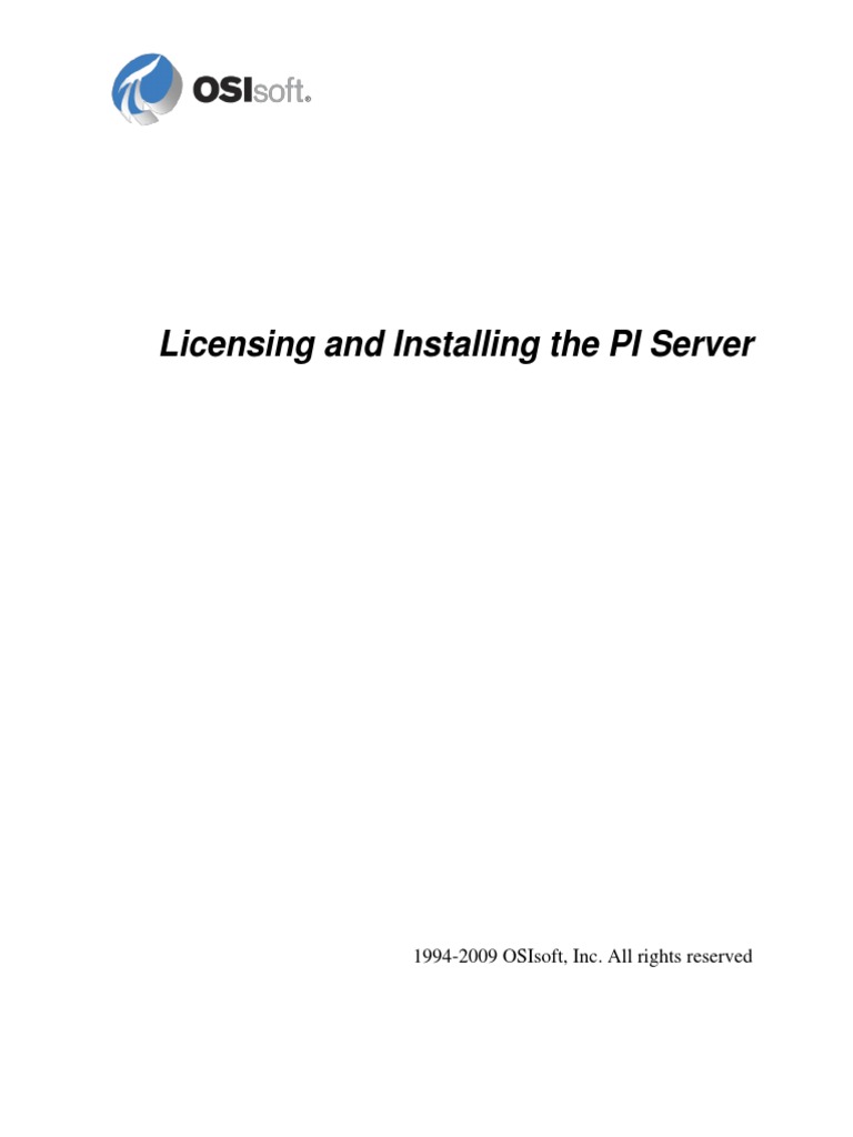 Licensing and Installing The PI Server | PDF | Computer Cluster | Backup