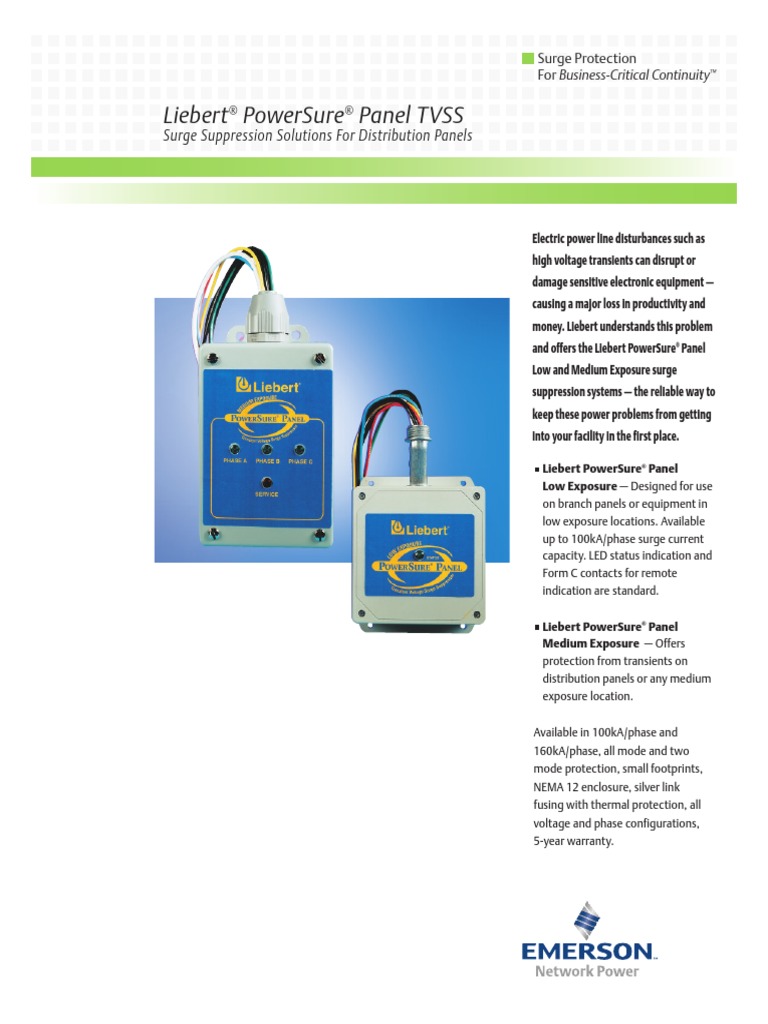 Liebert Powersure Panel TVSS: Surge Suppression Solutions For ...