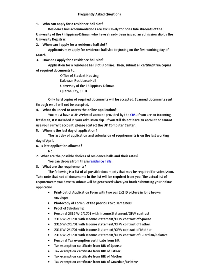 UP Diliman Dormitory Application Guide | PDF | Dormitory | Graduate School