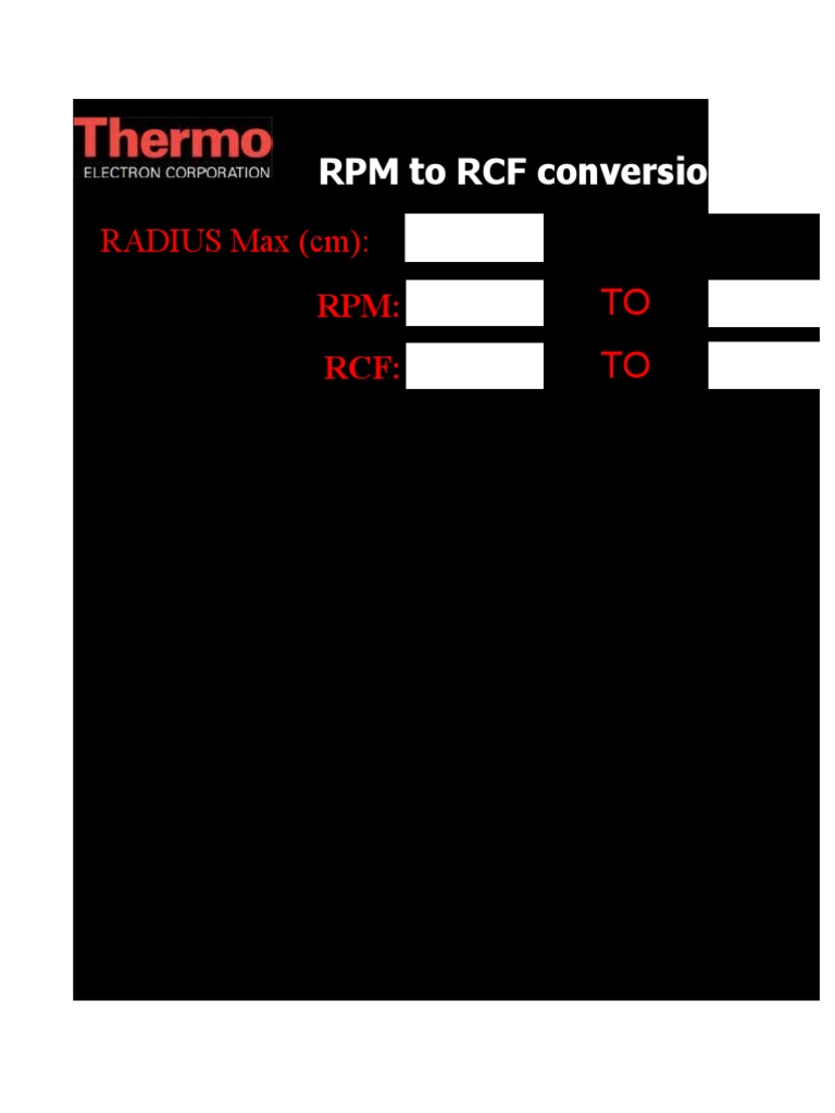 RPM To RCF Conversion Calculator: RADIUS Max (CM) | PDF
