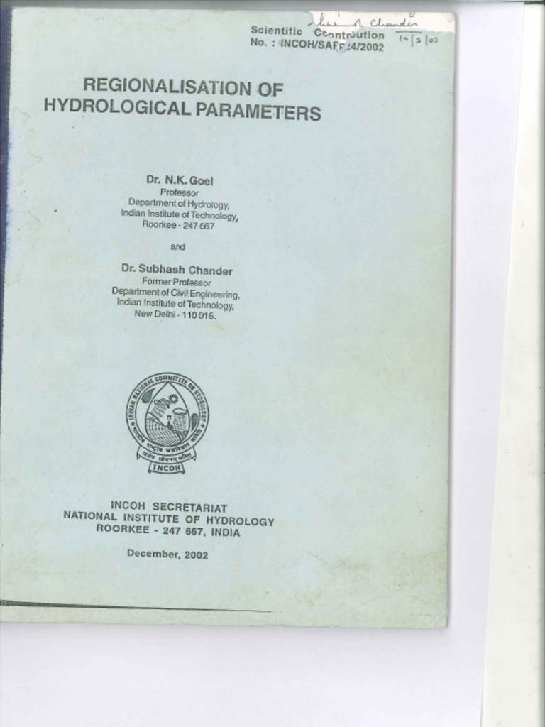 Regionalisation of Hydrological Parameters | PDF