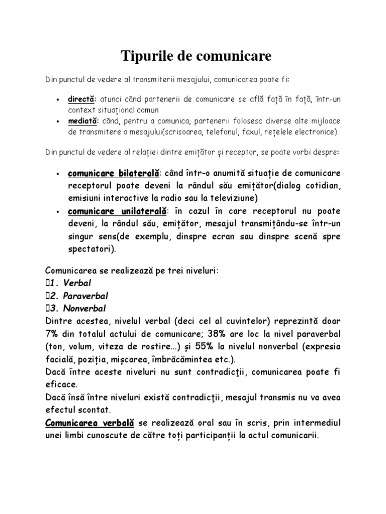 Tipurile de Comunicare | PDF