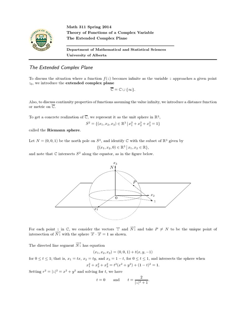 The Extended Complex Plane: Department of Mathematical and Statistical ...