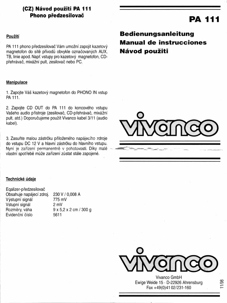 Manual Instrucciones P111 | PDF