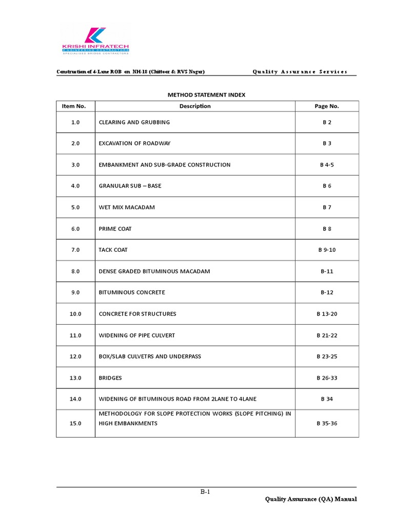 Method Statement | PDF | Asphalt | Concrete