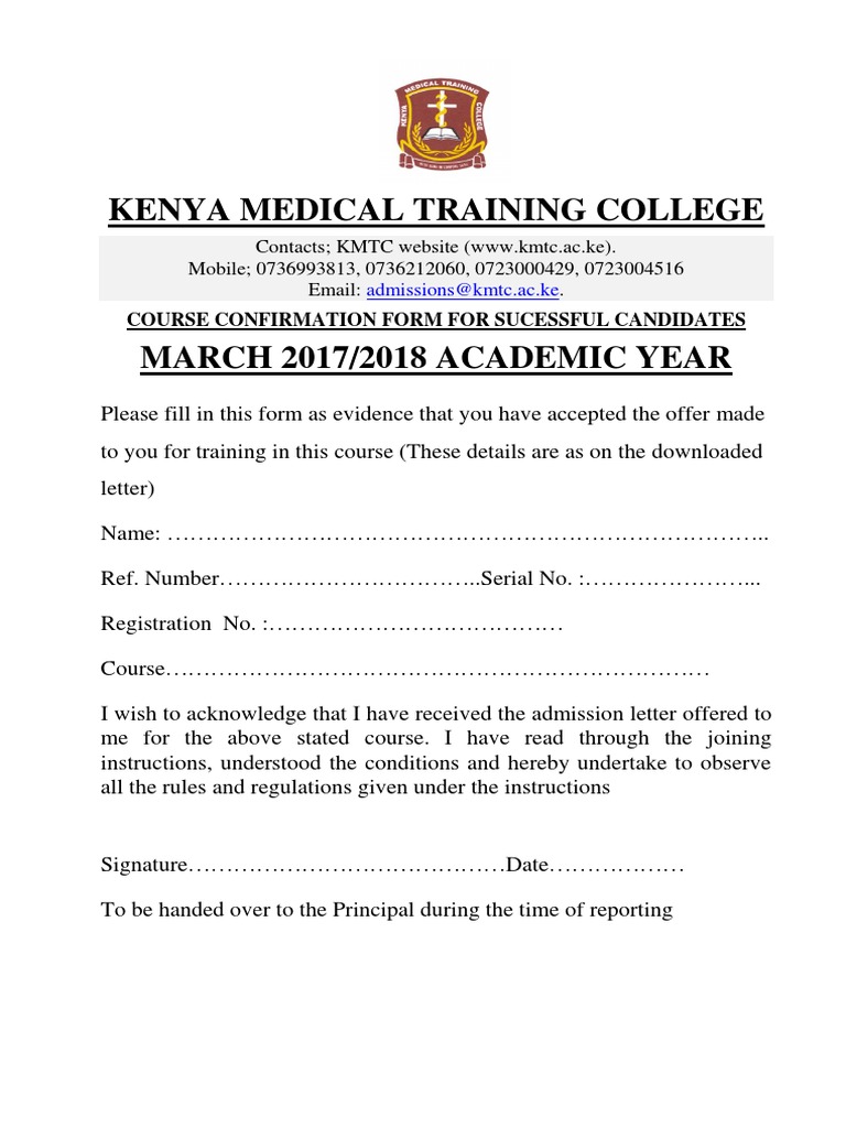 KMTC Course Confirmation Instructions | PDF