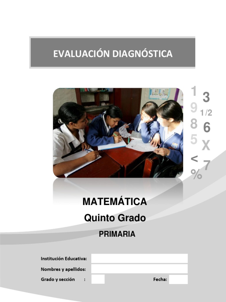 Evaluación Diagnóstica Matemáticas 5to Grado | PDF | Enseñanza de ...