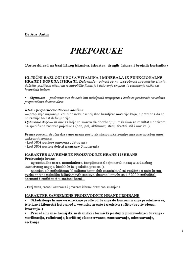 PREPORUKE Za Preparate | PDF