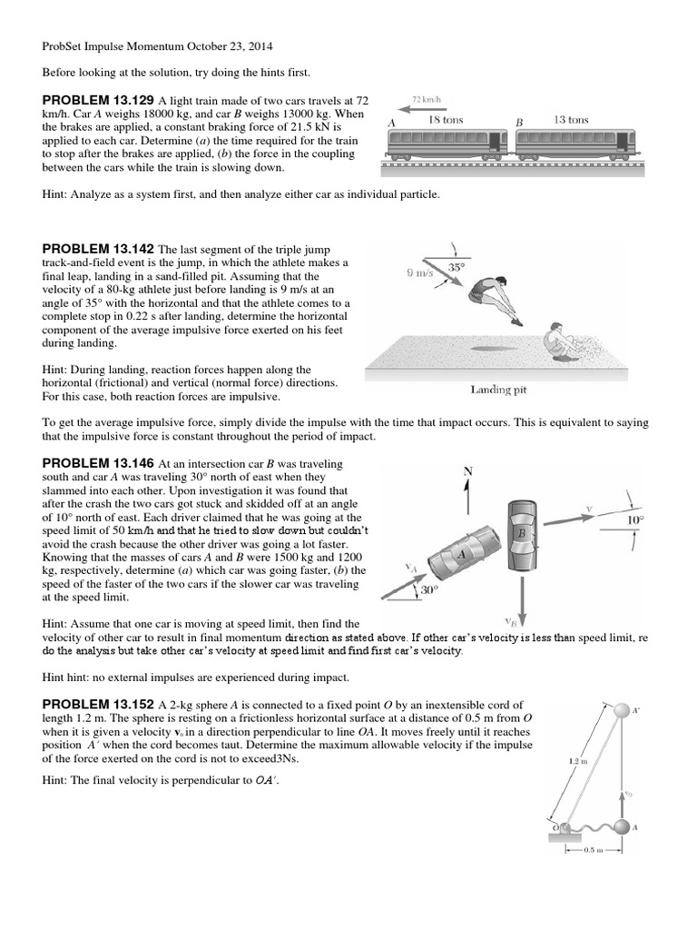 ProbSet Impulse-Momentum PDF | PDF | Speed | Force