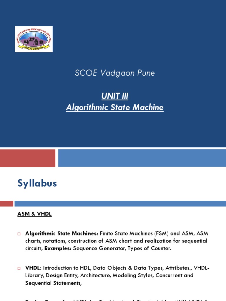 Implementation of Algorithmic State Machines and VHDL Models for Sequential Logic Circuits | PDF ...