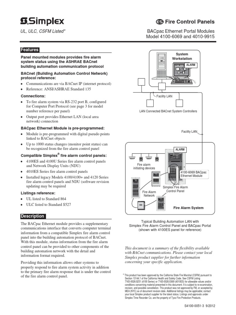 Features: UL, ULC, CSFM Listed | PDF | Building Automation | Ethernet