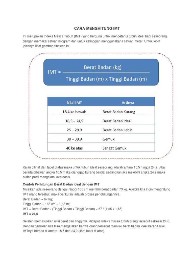 Cara Menghitung Imt Posbindu 2018 | PDF