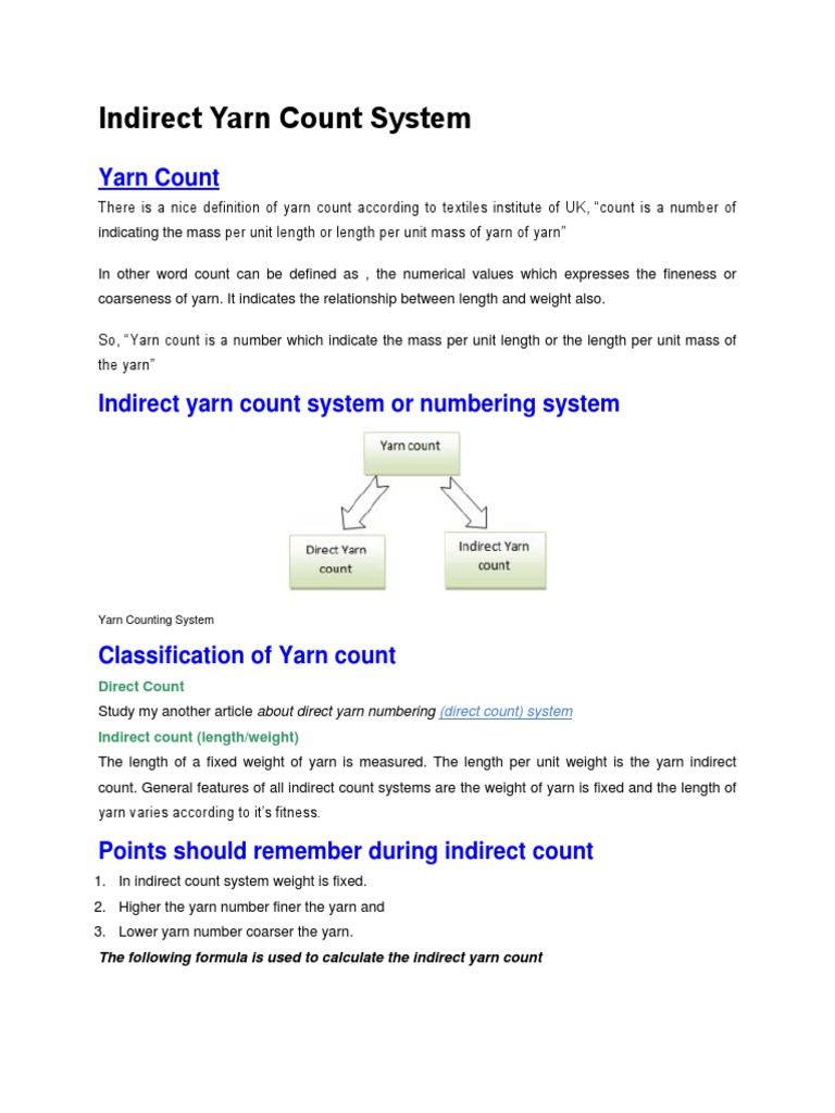 Indirect Yarn Count System | Download Free PDF | Pound (Mass) | Yarn