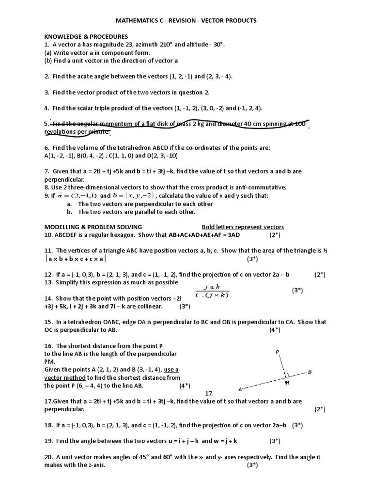Vector Products Revision 1 | PDF | Euclidean Vector | Algebra